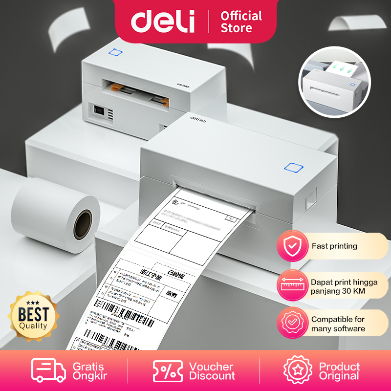 Deli Thermal Label Printer / Printer Barcode Thermal / Label Resi Fast ...
