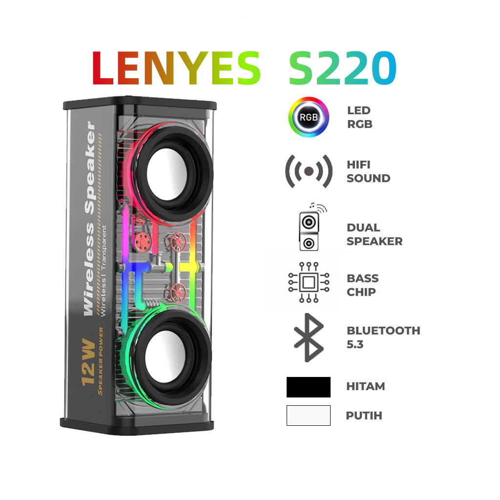 LENYES S220 Speaker Bluetooth RGB 5.3 TWS BASS STEREO Sound speaker ...