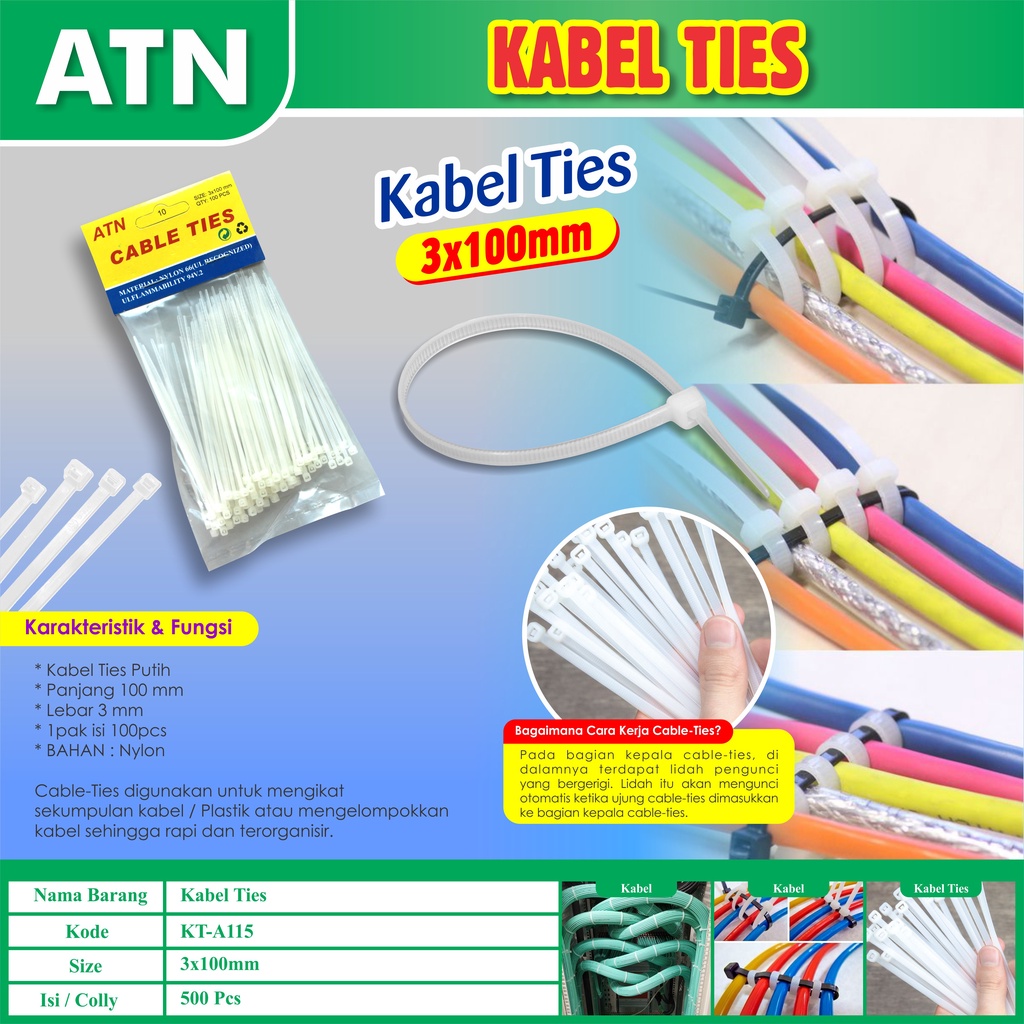 ATN Cable Ties Black and white Cable Ties/kable tis 3x100mm putih hitam | Lazada Indonesia