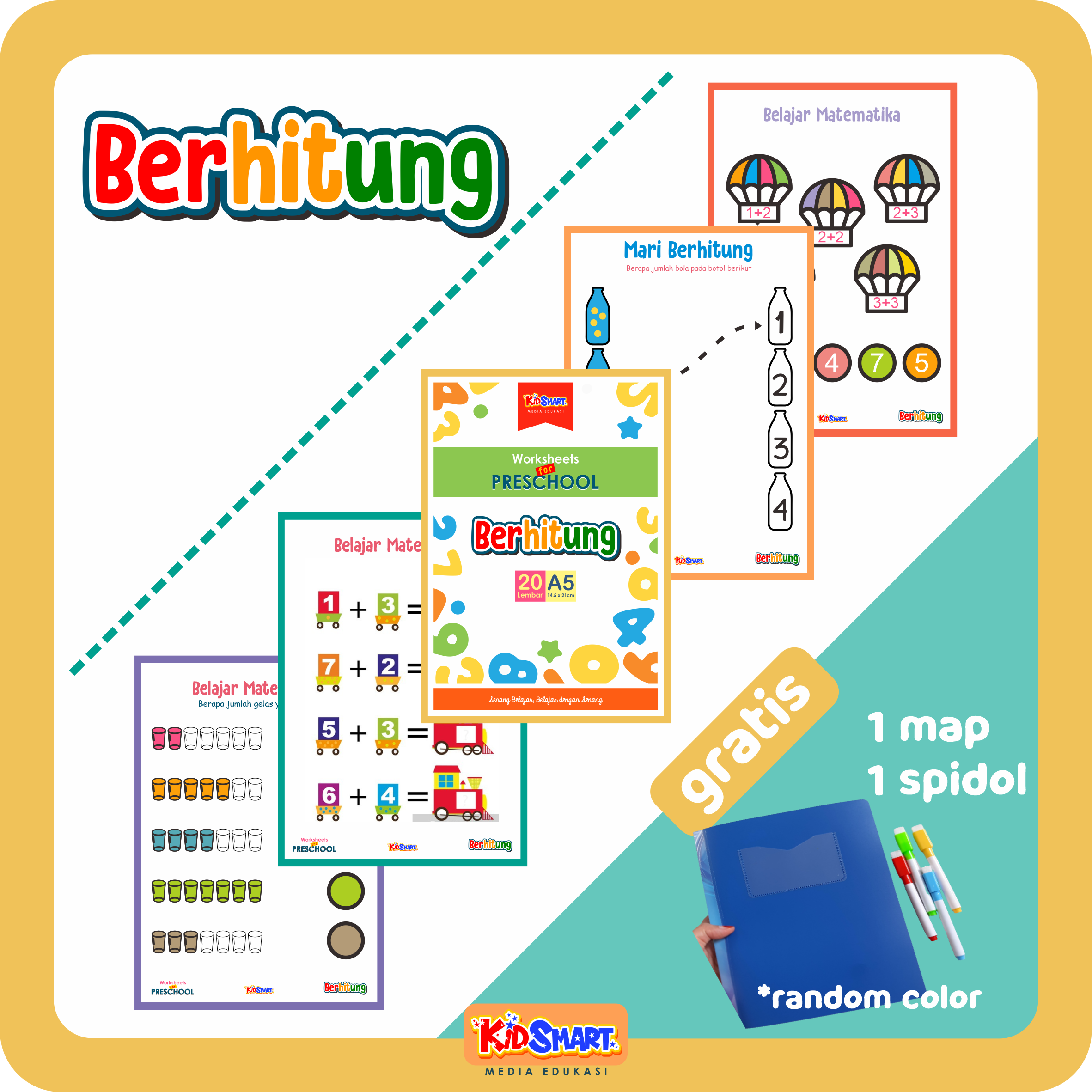 Worksheet Latihan Berhitung Anak TK PAUD Free Spidol | Lazada Indonesia