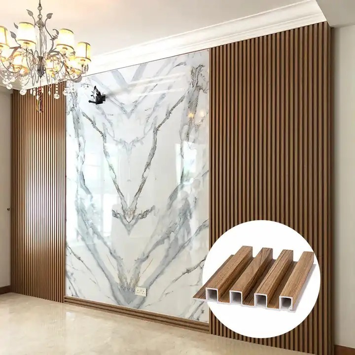 HT Wood Panel WPC Aestetic Wall Panel PVC Motif Kayu Dinding Kisi Kisi Kayu Dekorasi Tembok ...