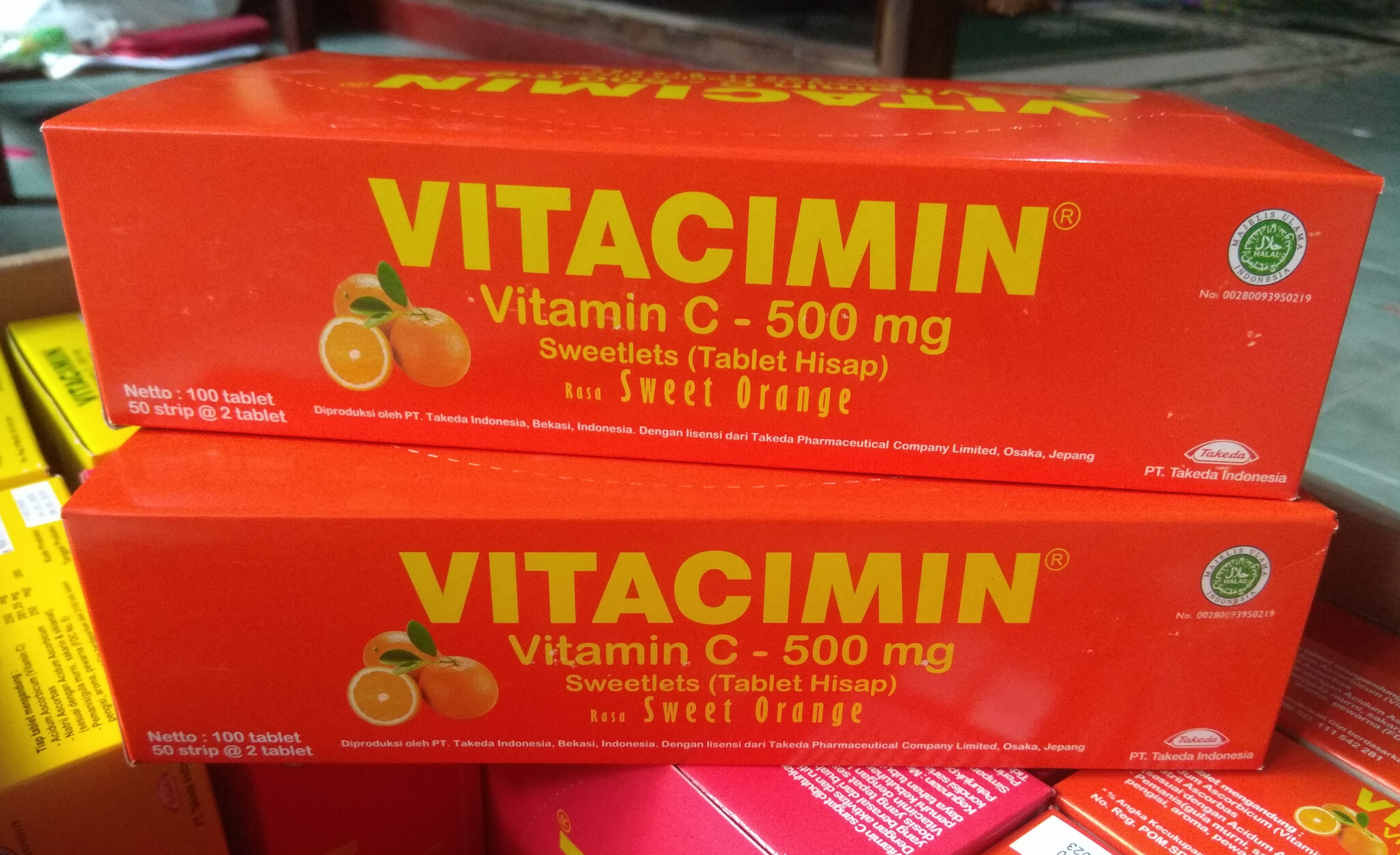 Vitacimin Vitamin C 500 mg Tablet Hisap Rasa Sweet Orange 1 Box ( 50 ...