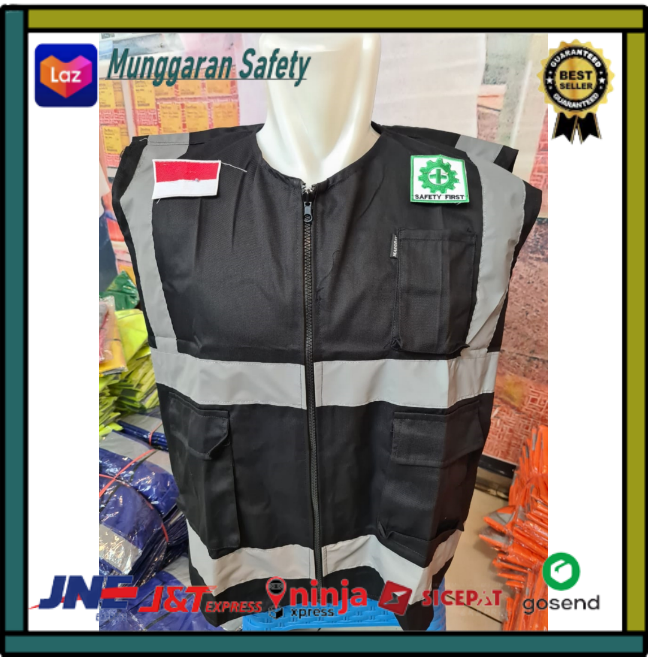 Rompi Kerja Proyek/ Rompi Safety bahan American Drill Hiyam + Logo ...