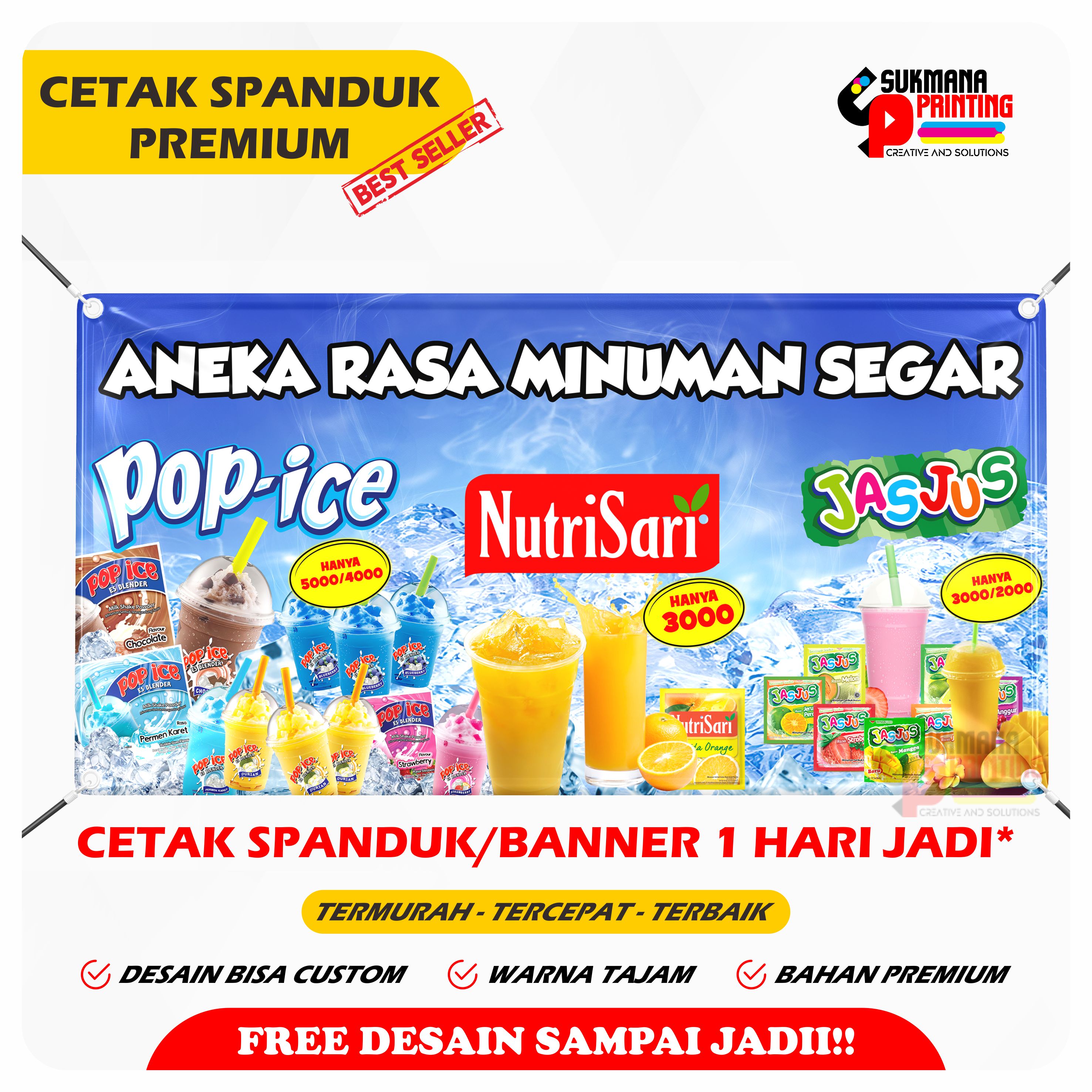 Cetak Spanduk Banner Aneka Rasa Minuman Segar Viral Kekinian Bahan ...