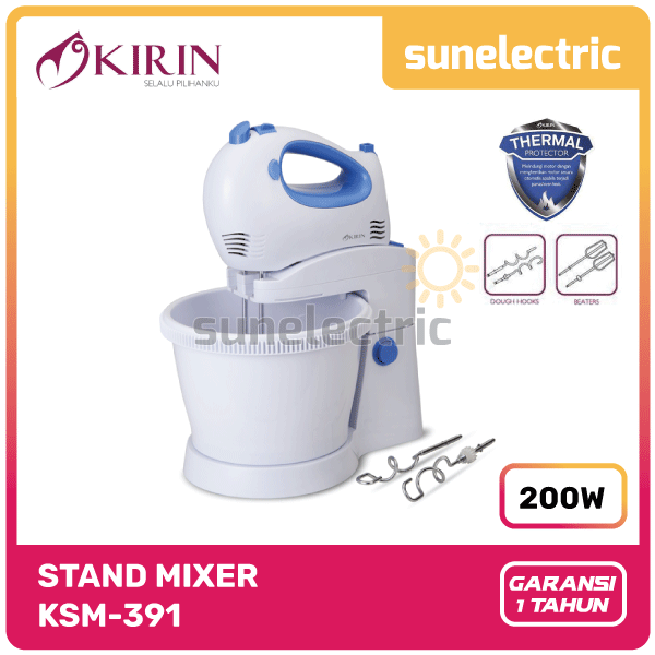 Kirin KSM-391 Stand Mixer 5-Speed Turbo 200 Watt KSM391 / KSM 391 - Putih | Lazada Indonesia