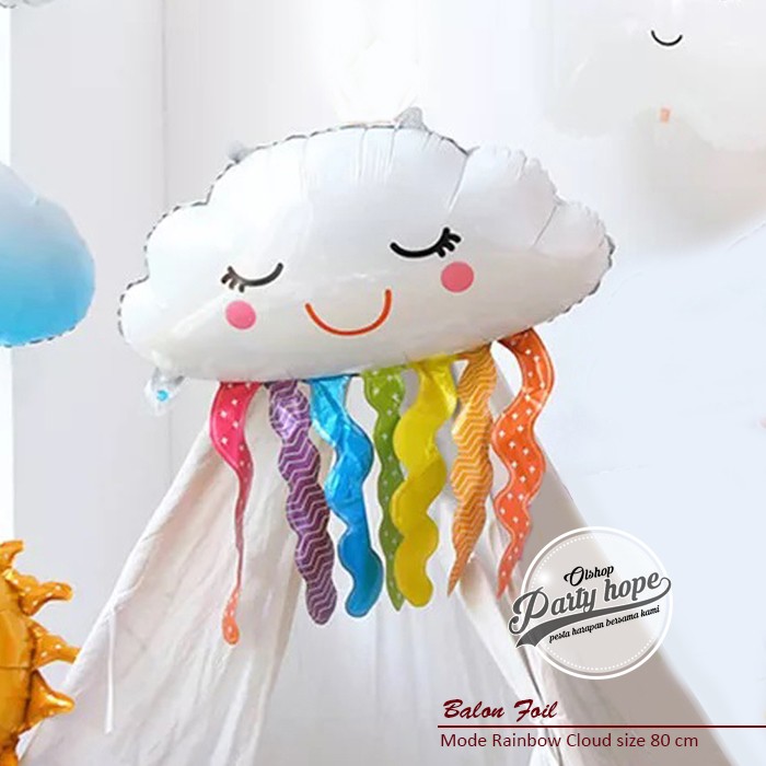 Balon foil rainbow cloud / balon awan rainbow / cloud balon pelangi ...