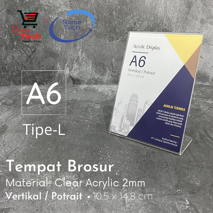 Akrilik Tempat Brosur Stand QR Code Tent Card Display Ukuran A6 Type L ...