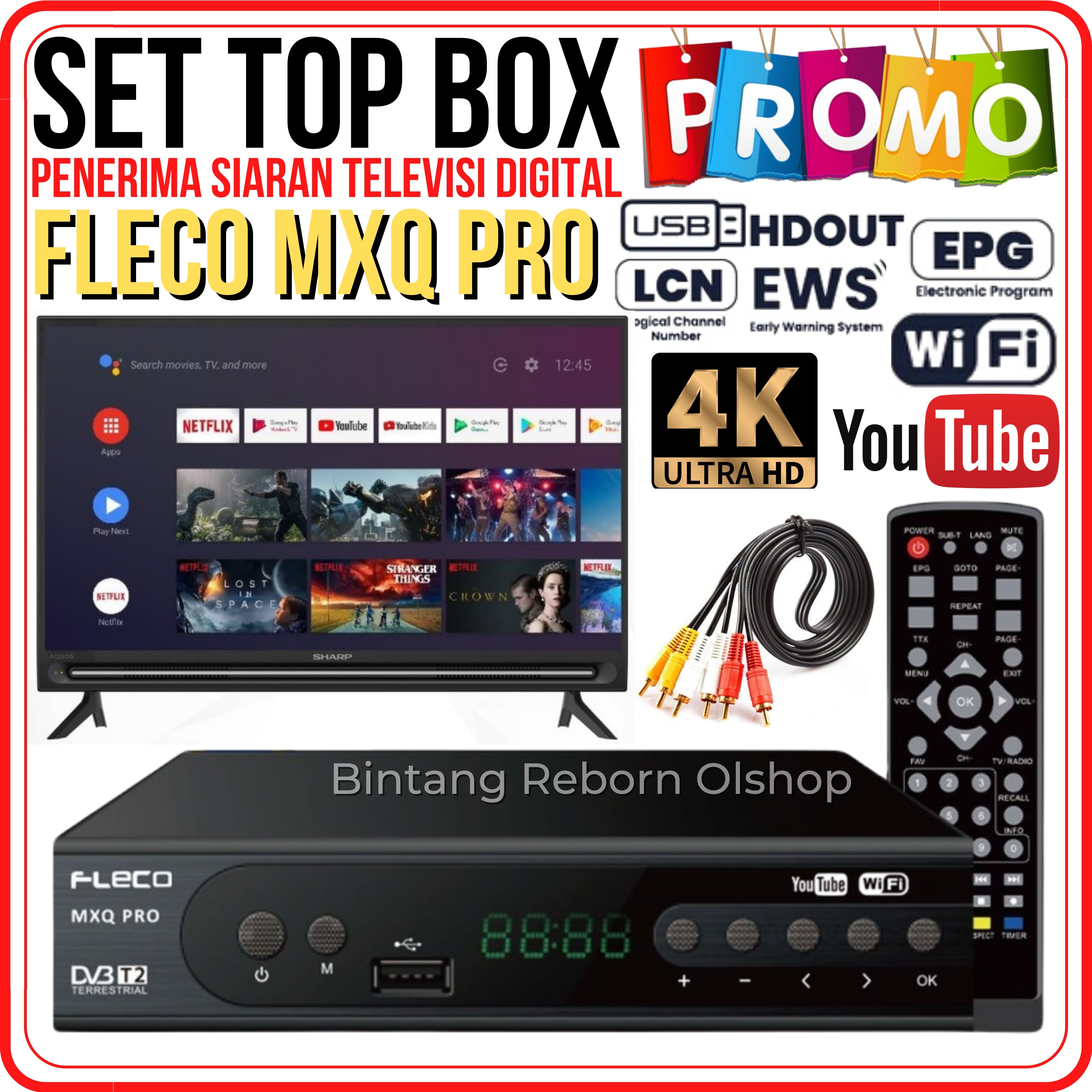 STB Set Top Box FLECO MXQ PRO / STB TV Digital Receiver Penerima Siaran Full HD - FLECO STB Set ...