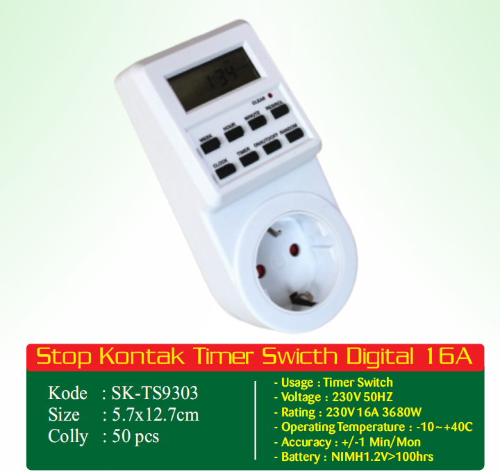 Timer Switch Socket Clock Sum 24 JAM Stop kontak | Lazada Indonesia