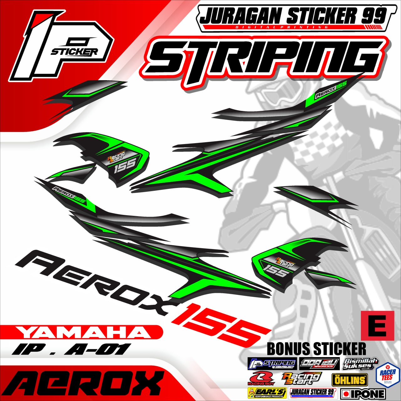 Striping AEROX 155- Sticker Striping Variasi List YAMAHA AEROX 155 IP.A ...