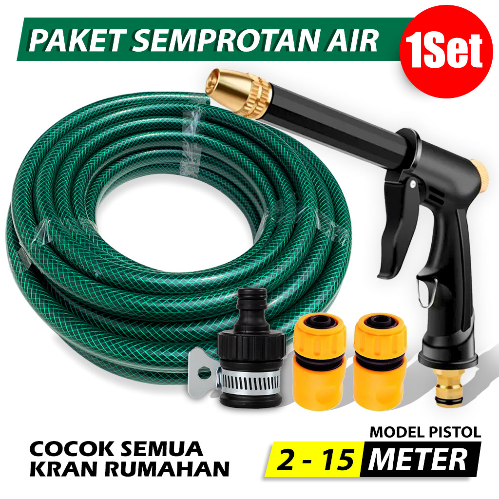 Selang Semprotan Air Semprot Cuci Motor Mobil Siram Taman Benang Hijau ...