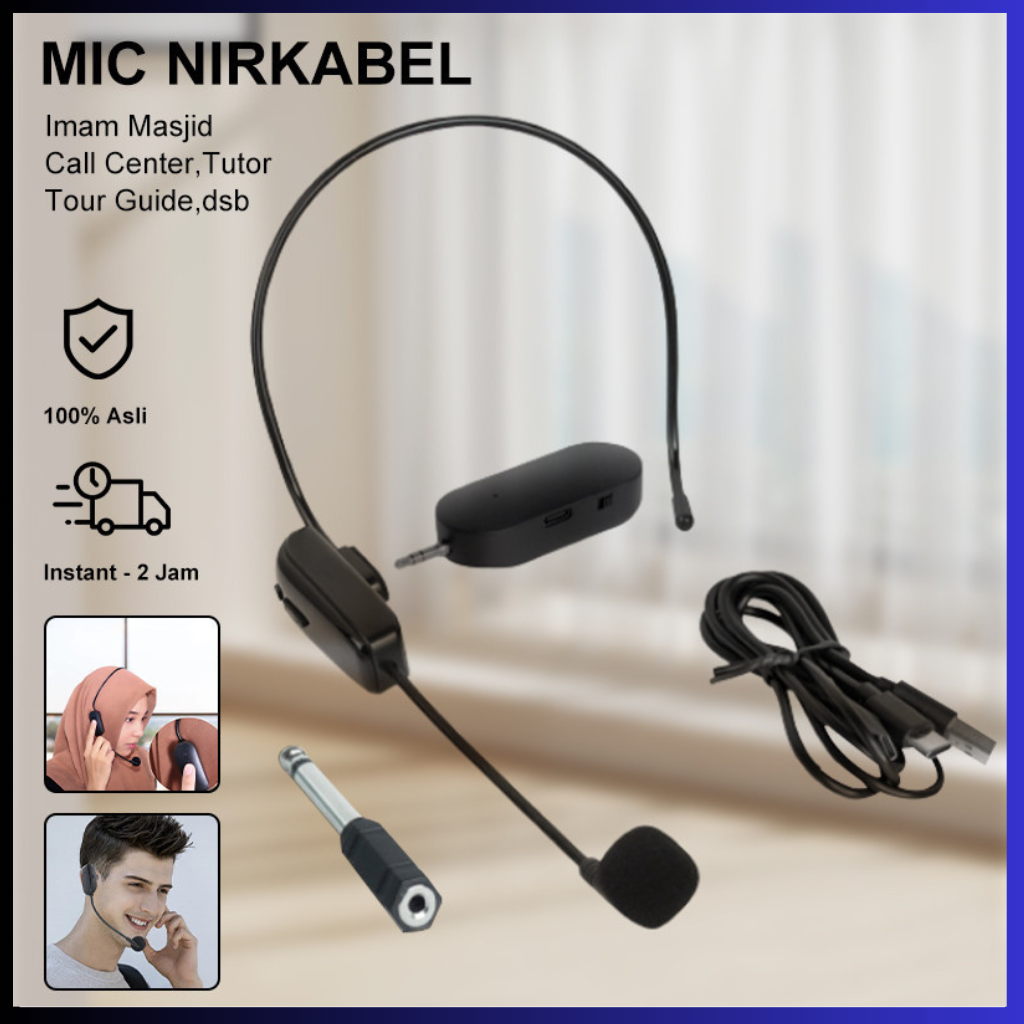 PENGIRIMAN CEPAT TaffSTUDIO Wireless Microphone 2.4GHz Headset CS with Receiver - mic wireless ...
