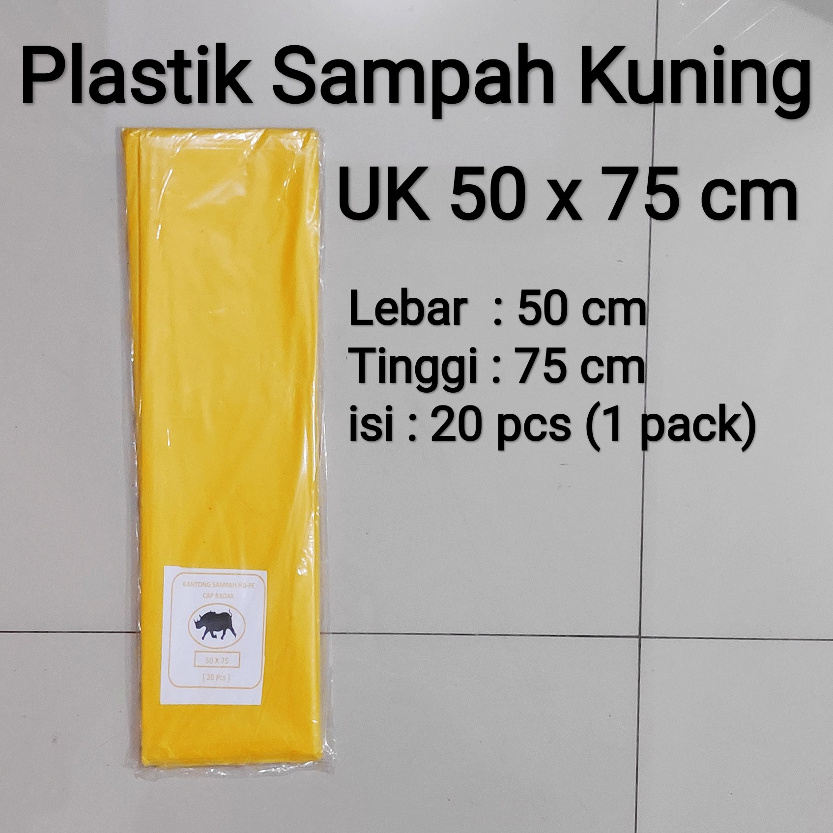 Kantong Plastik sampah Kuning uk 50x75 (isi 20 pcs), Plastik kuning ...