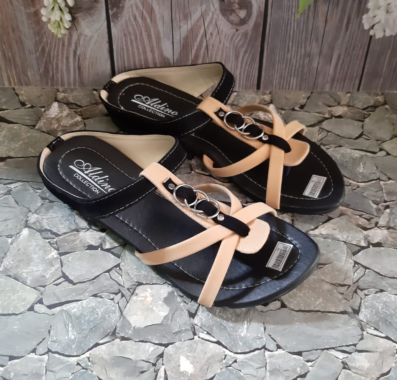 COD sandal sendal flat silang&denim#sendal teplek wanita#sendal wanita ...