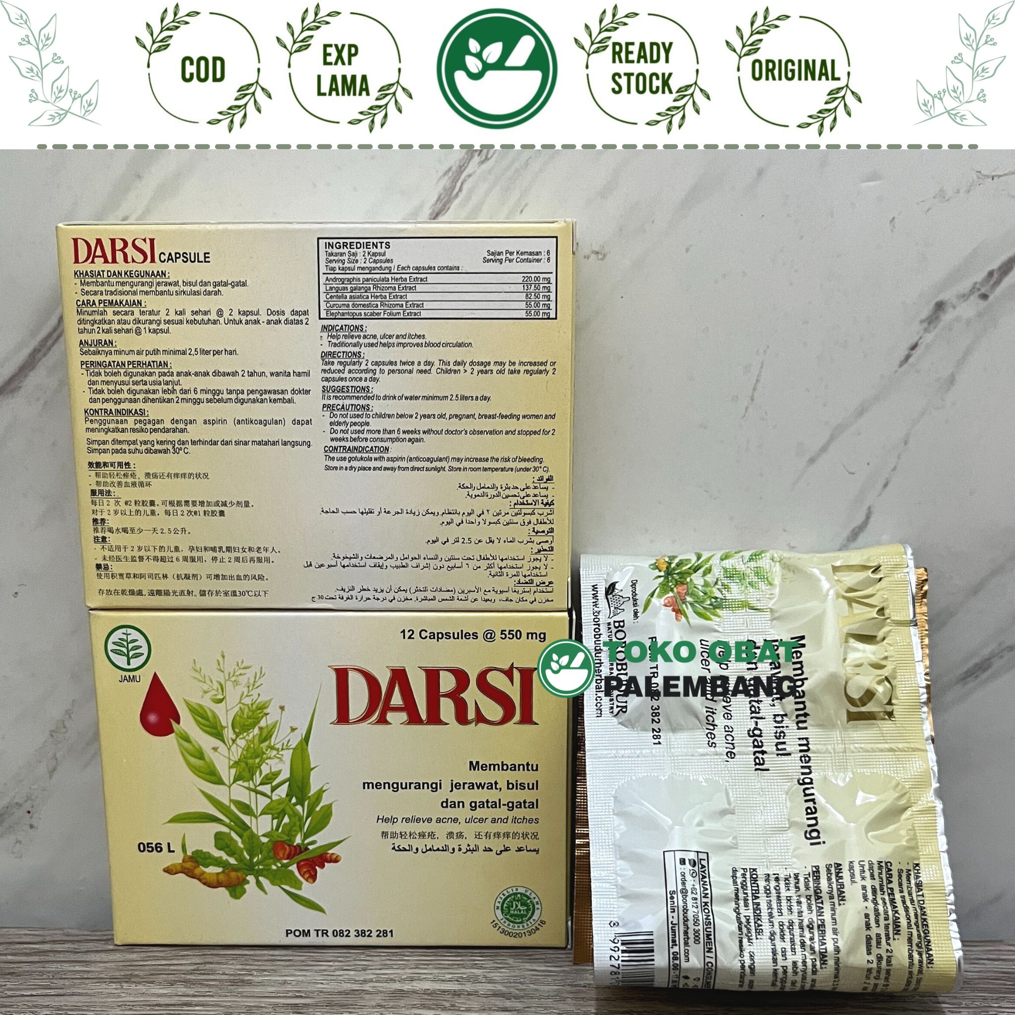 DARSI BOROBUDUR 12 KAPSUL JAMU JERAWAT BISUL GATAL SIRKULASI DARAH ...