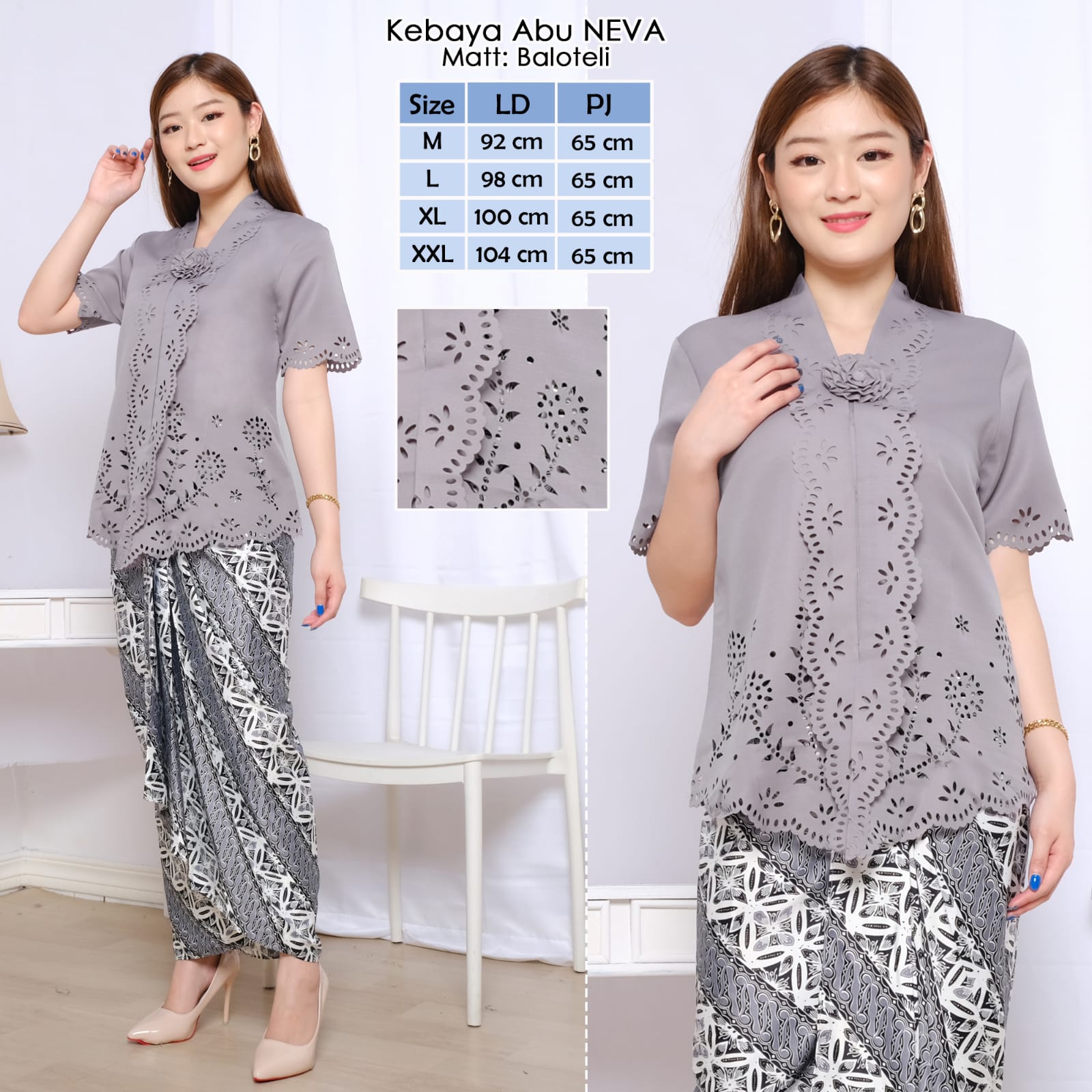 Atasan Kebaya Encim Modern Lengan Pendek Neva Bahan Baloteli Premium ...