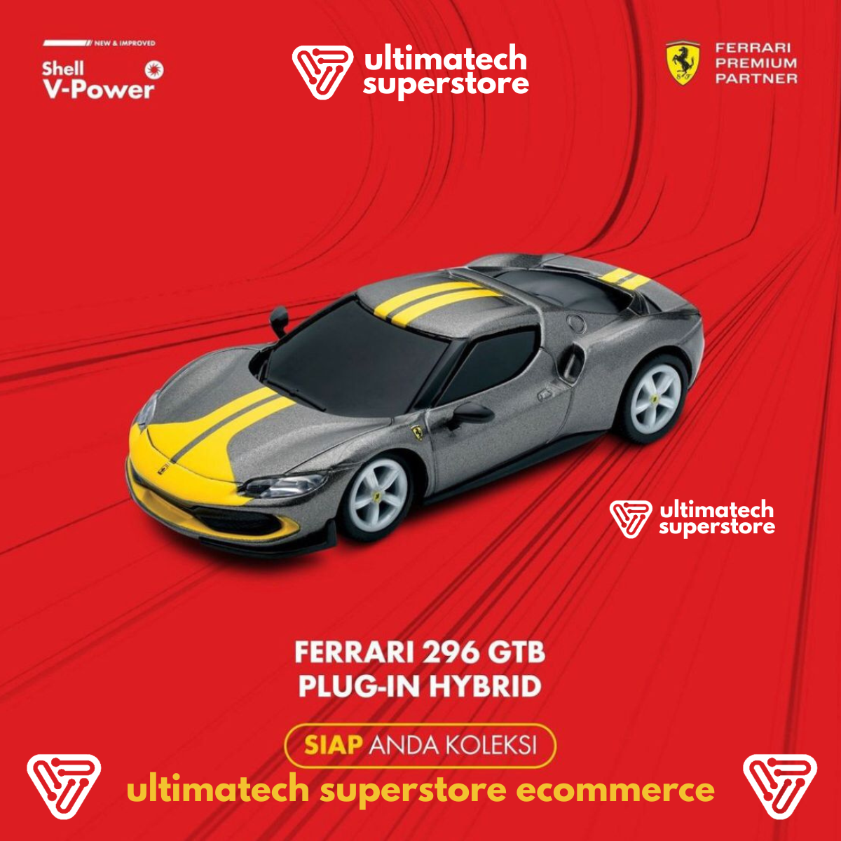 Shell Ferrari New Era Ferrari 296 GTB Plugin Hybrid 1:41 Diecast ...