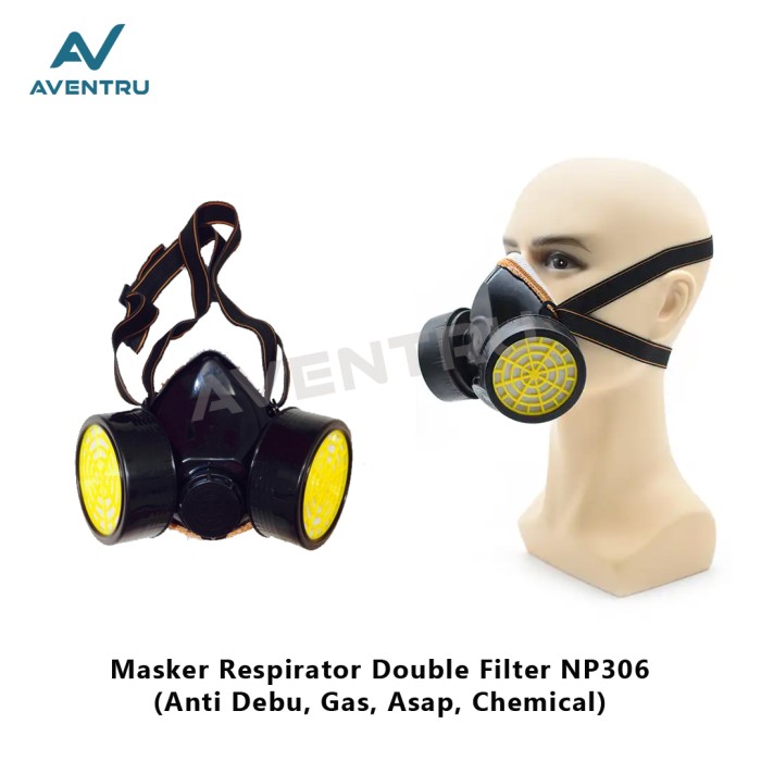 Masker Respirator Anti Debu Gas Asap Polusi Cat Kimia Bau Filter Mask ...