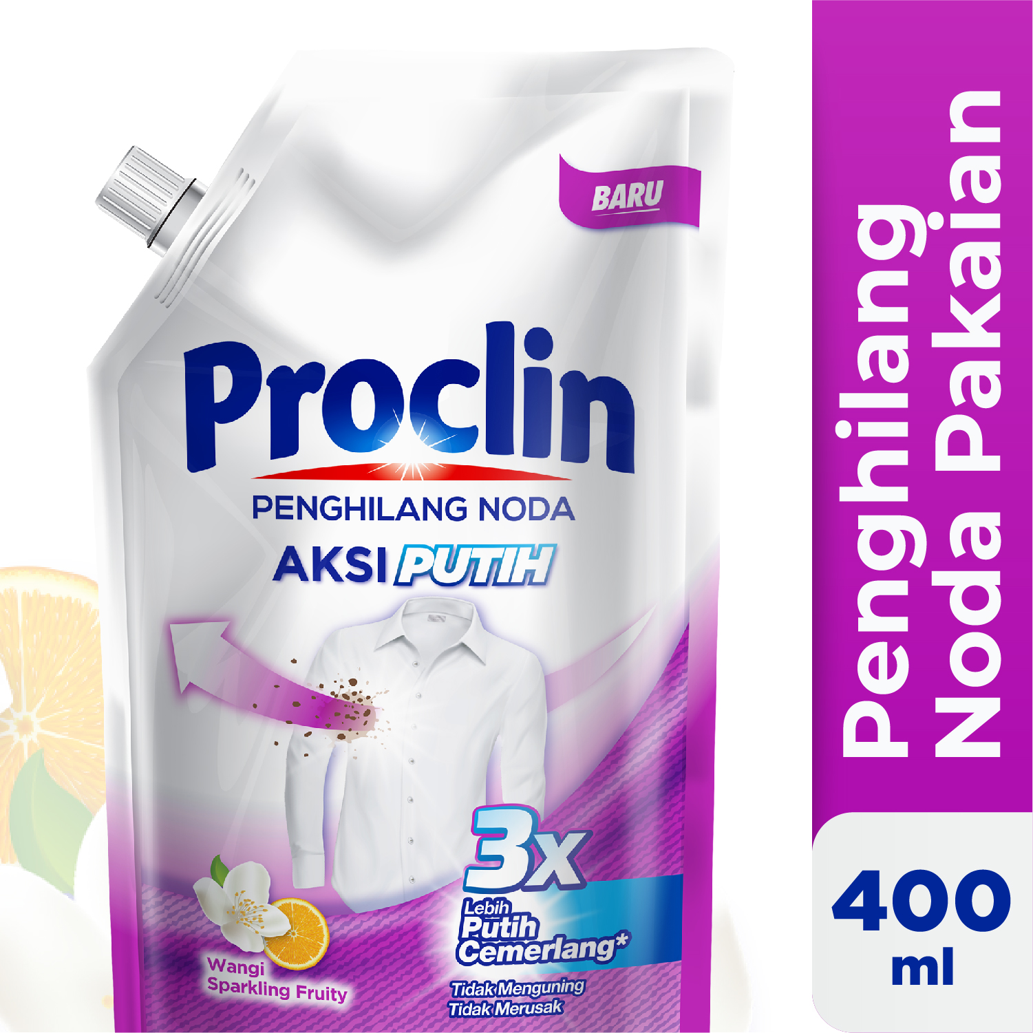Proclin Aksi Putih Pouch 400 ml - Penghilang Noda Pakaian | Lazada ...