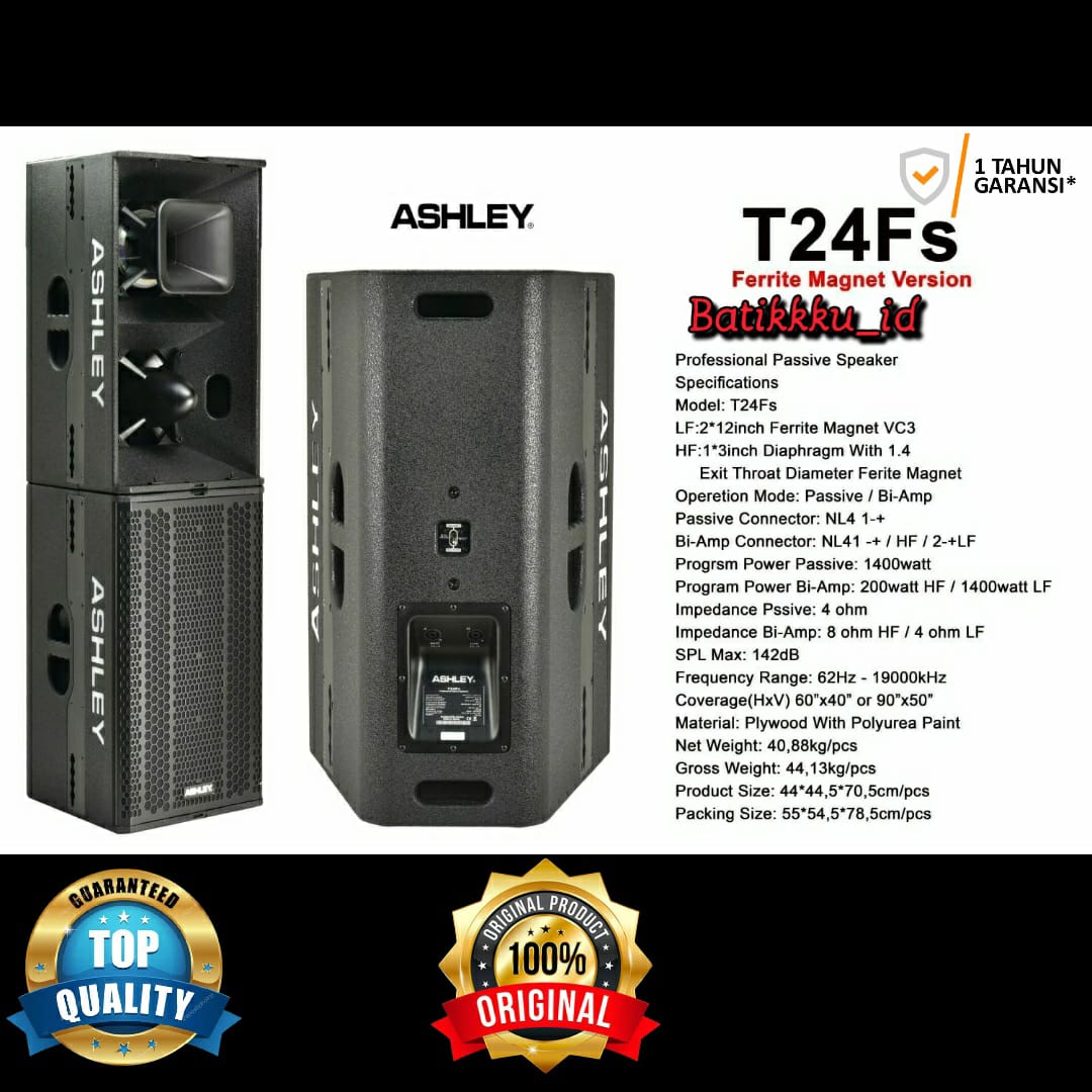 [ORIGINAL] SPEAKER PASIF ASHLEY T24FS T 24 FS T24 FS ORIGINAL FERRITE ...