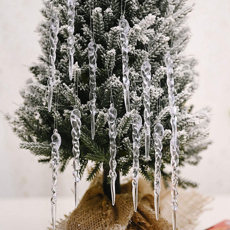 48 Pcs Plastic Hanging Icicle Drop Ornament for Christmas Tree Wedding ...