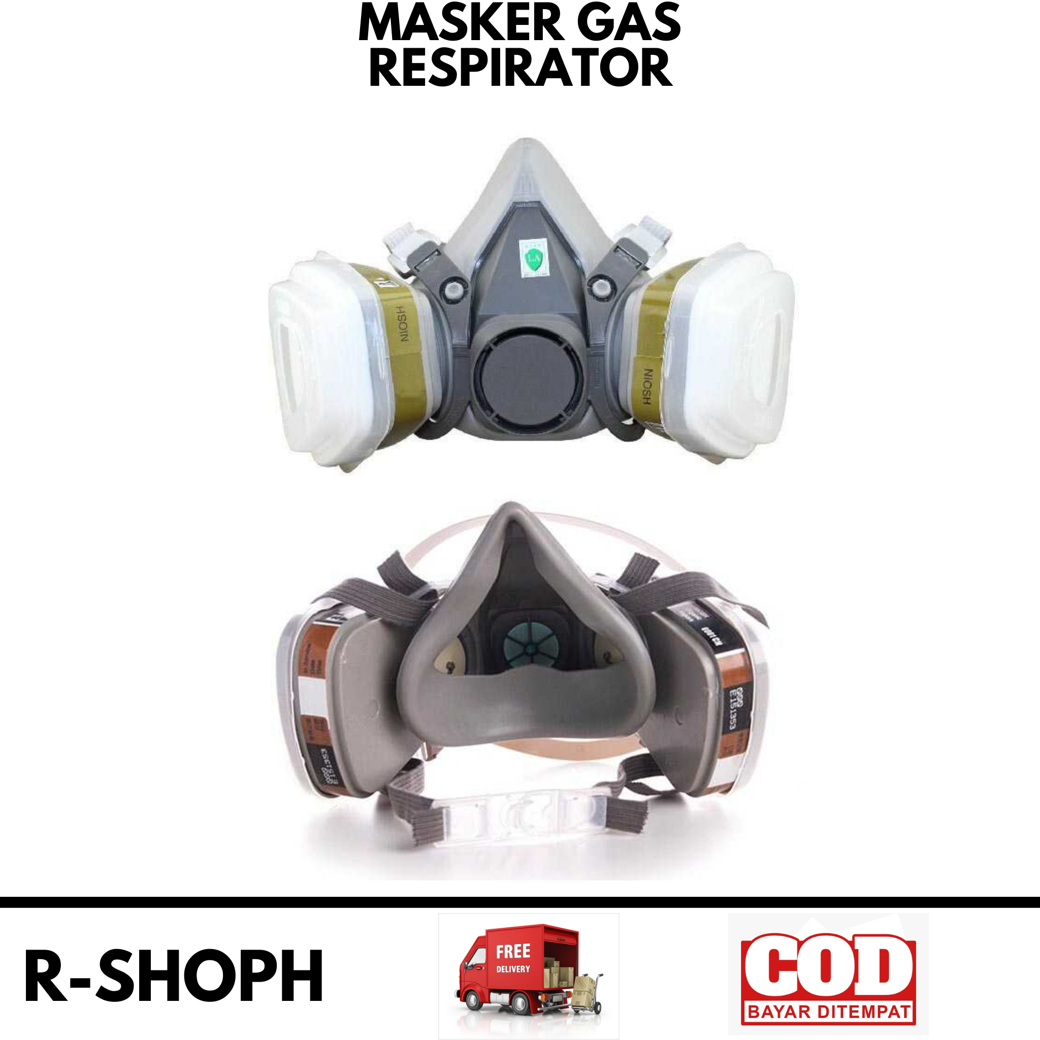 Masker Gas Respirator Untuk Asap Debu Pabrik Kimia Grafiti Painter ...
