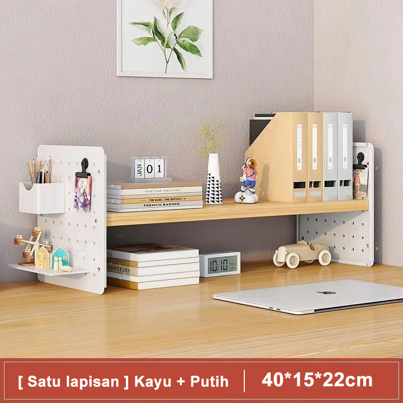 Rak Penyimpanan Desktop Meja Rak Buku Papan Lubang Meja Belajar Rumah ...