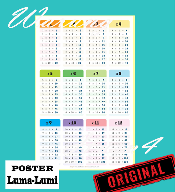 Poster Perkalian Anak Angka 1-12 | Lazada Indonesia