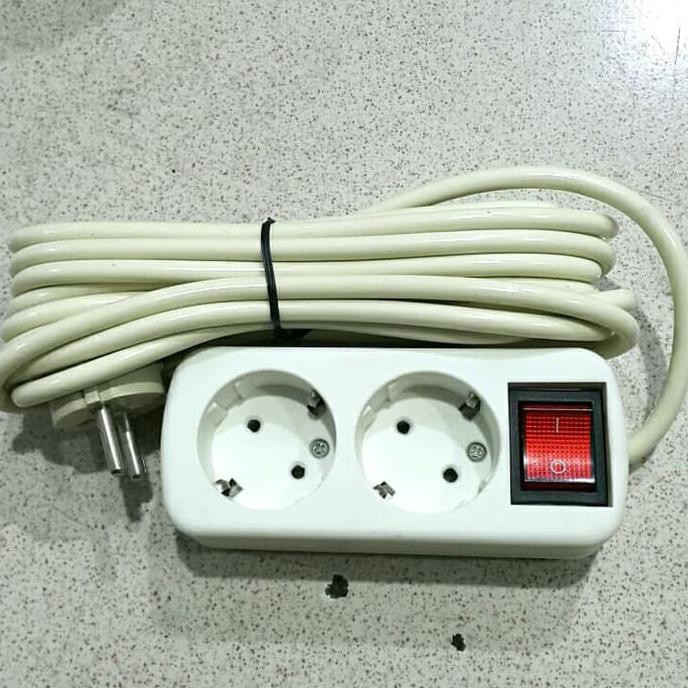 Stop Kontak/ Colokan Listrik 2 Lubang 5 Meter + Saklar Colok Dalam ...