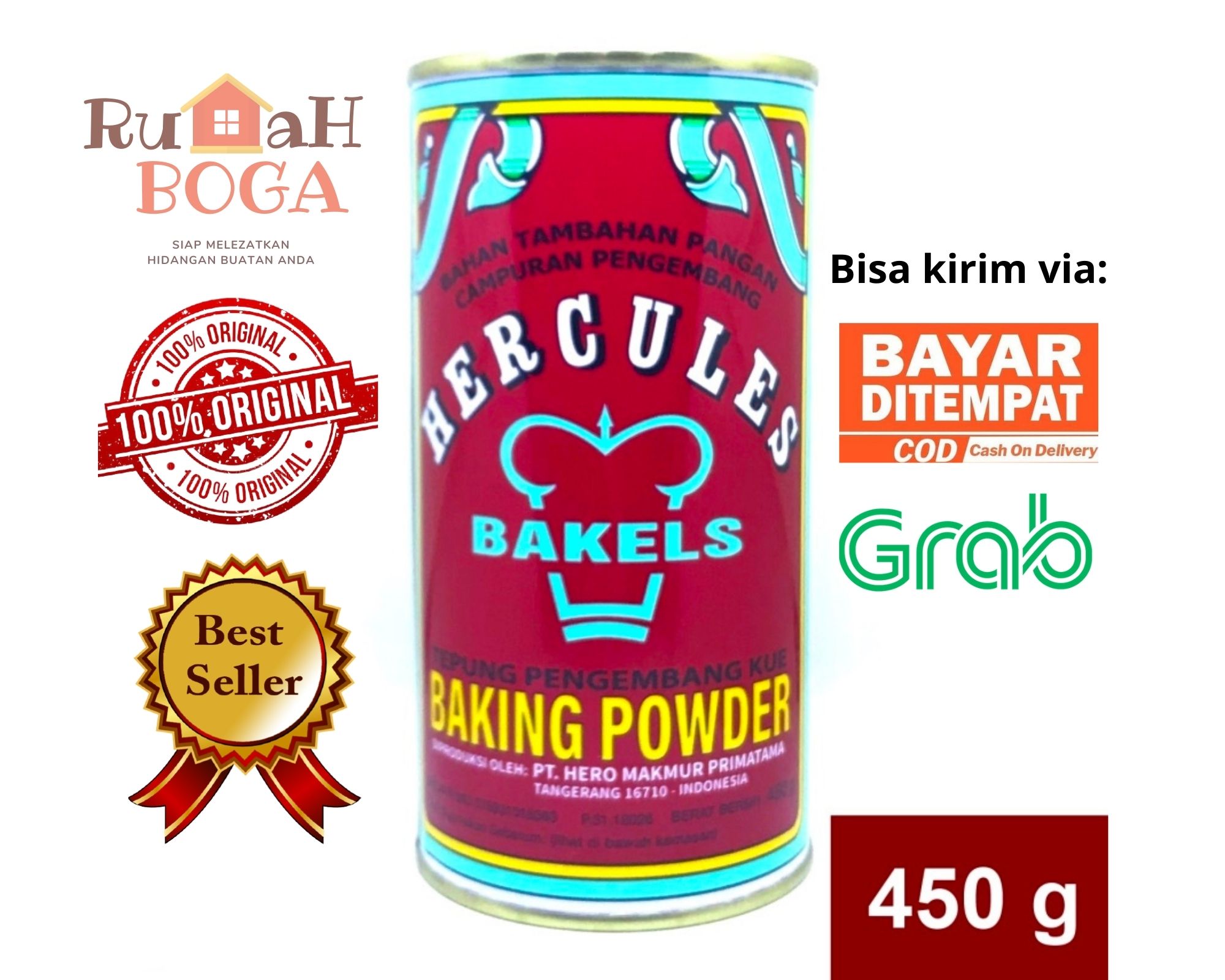 HERCULES Baking Powder Double Dobel Acting HERCULES HERKULES 450gr ...