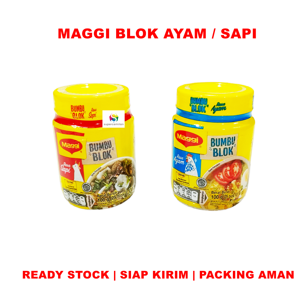 Maggi Bumbu Penyedap Kaldu Blok Rasa Ayam / Sapi 100 Gram (isi 25 blok ...