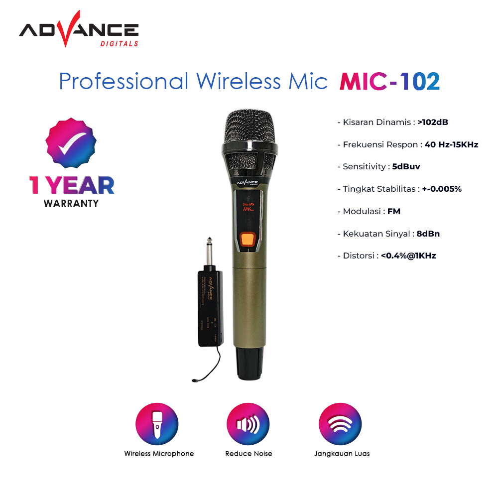 Advance Microphone Profesional Mic Wireless MIC-103 advance single mic ...