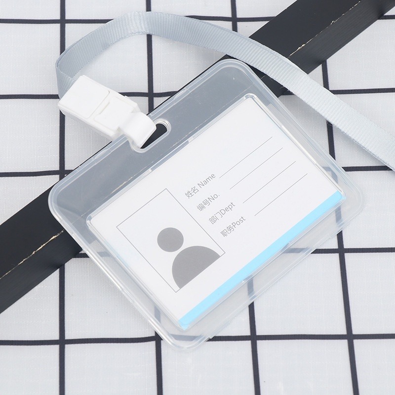 Name Tag ID CARD Transparan Gantungan Kartu Nama Plastik Vertical ...