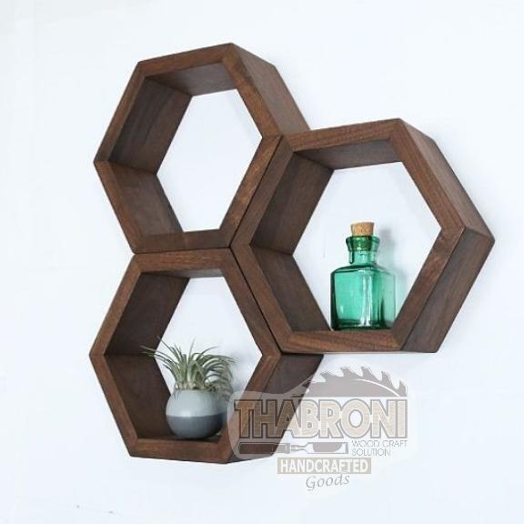 Rak Hexagonal Kayu Rak Segi 6 Segi Enam Kayu Dekorasi Rumah Shabby Rak