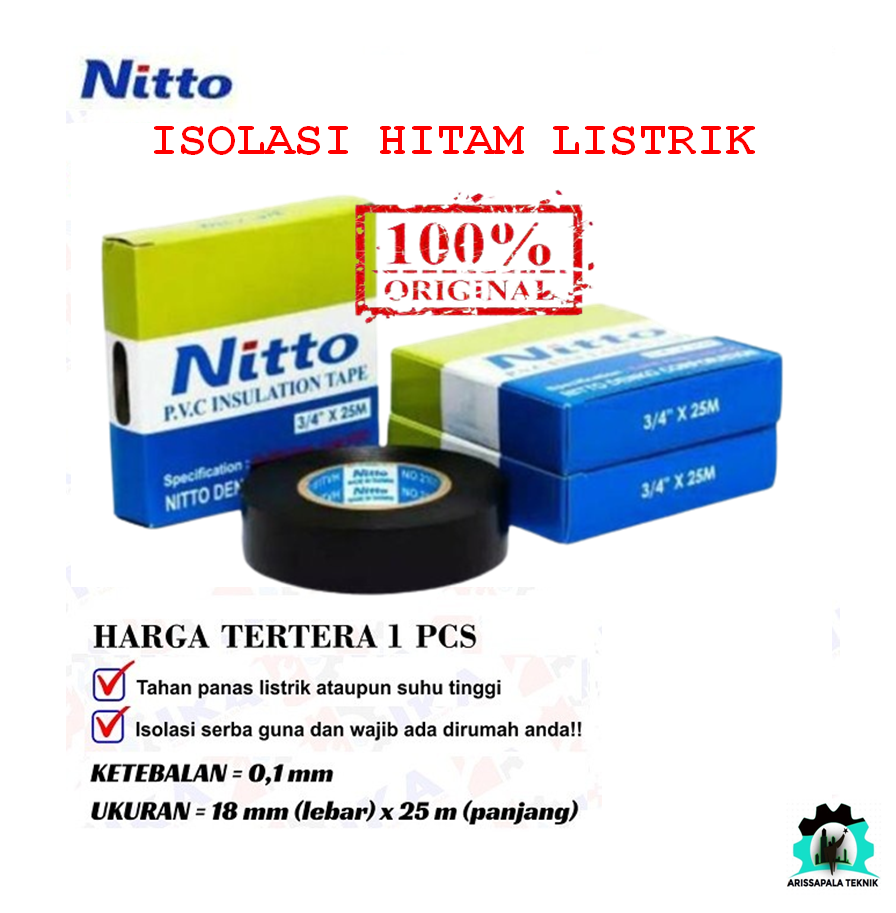 NITTO Solasi Isolasi Solatip Selotip Isolasi Kabel Listrik NITTO Hitam | Lazada Indonesia
