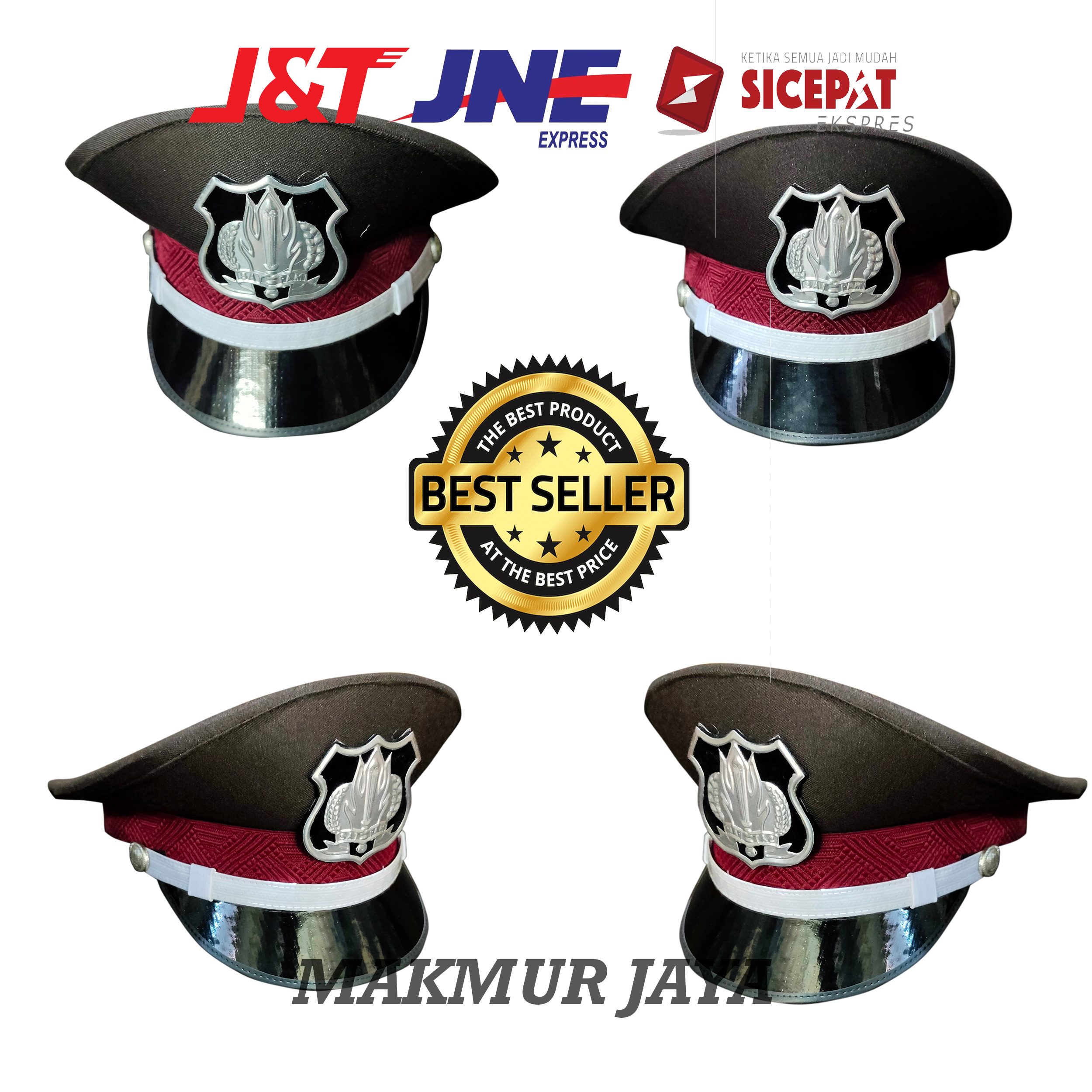 TOPI PET SATPAM PDH / TOPI PET SECURITY MODEL TERBARU WARNA COKLAT / DINAS HARIAN / TOPI PET ...