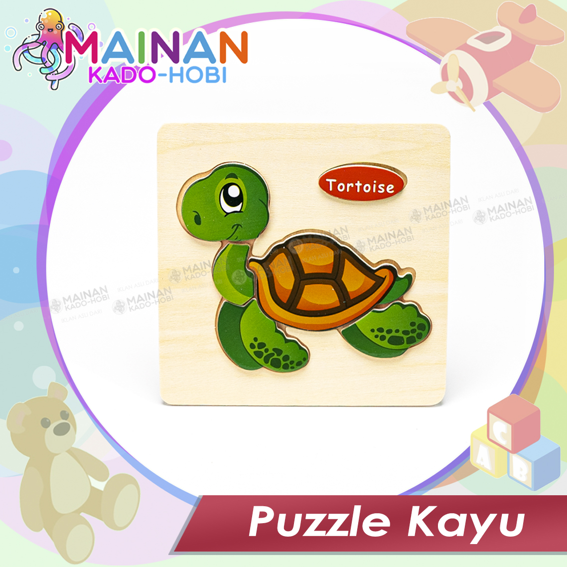 MAINAN PUZZLE KAYU ANAK TIMBUL 3D KARAKTER HEWAN LAUT SEA ANIMAL KURA ...