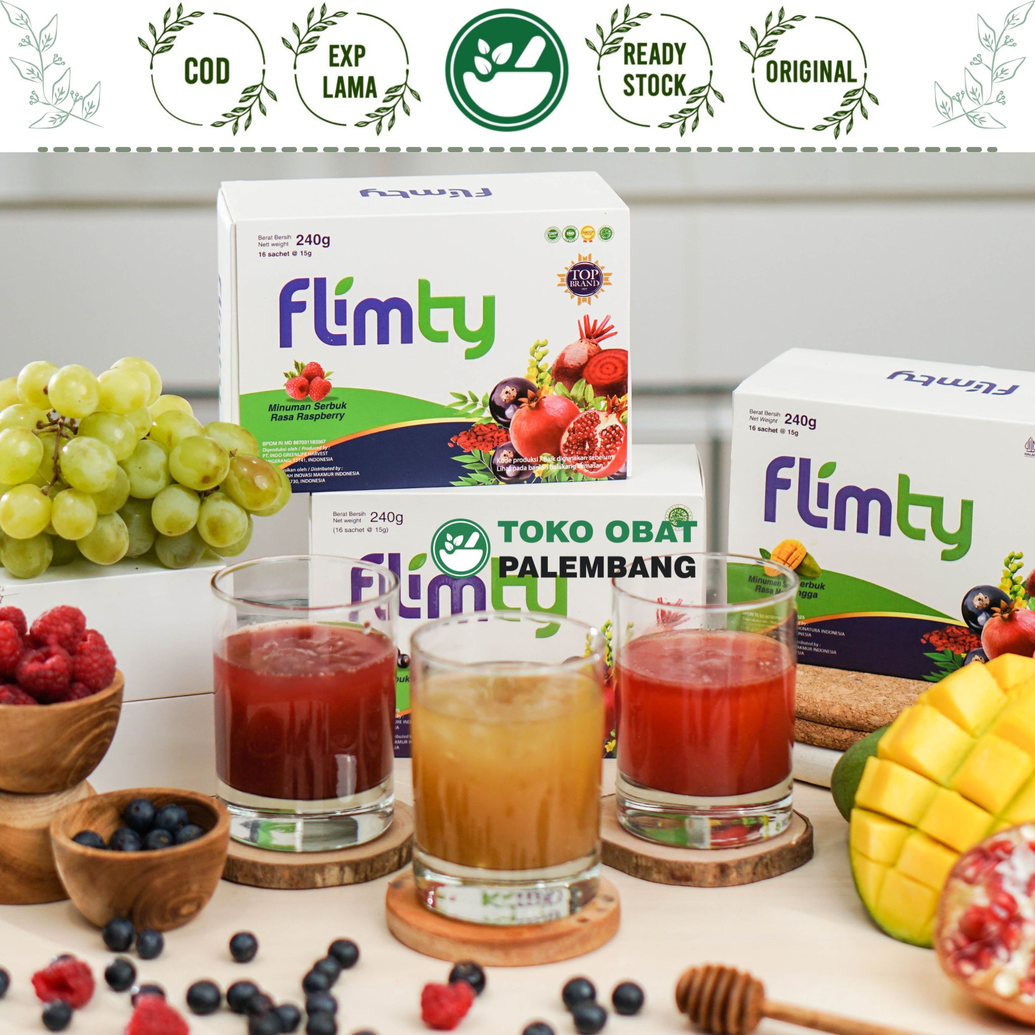 FLIMTY 1 SACHET 15GR RASPBERRY BLACKCURRANT FIBER FIBRE PELANGSING ...