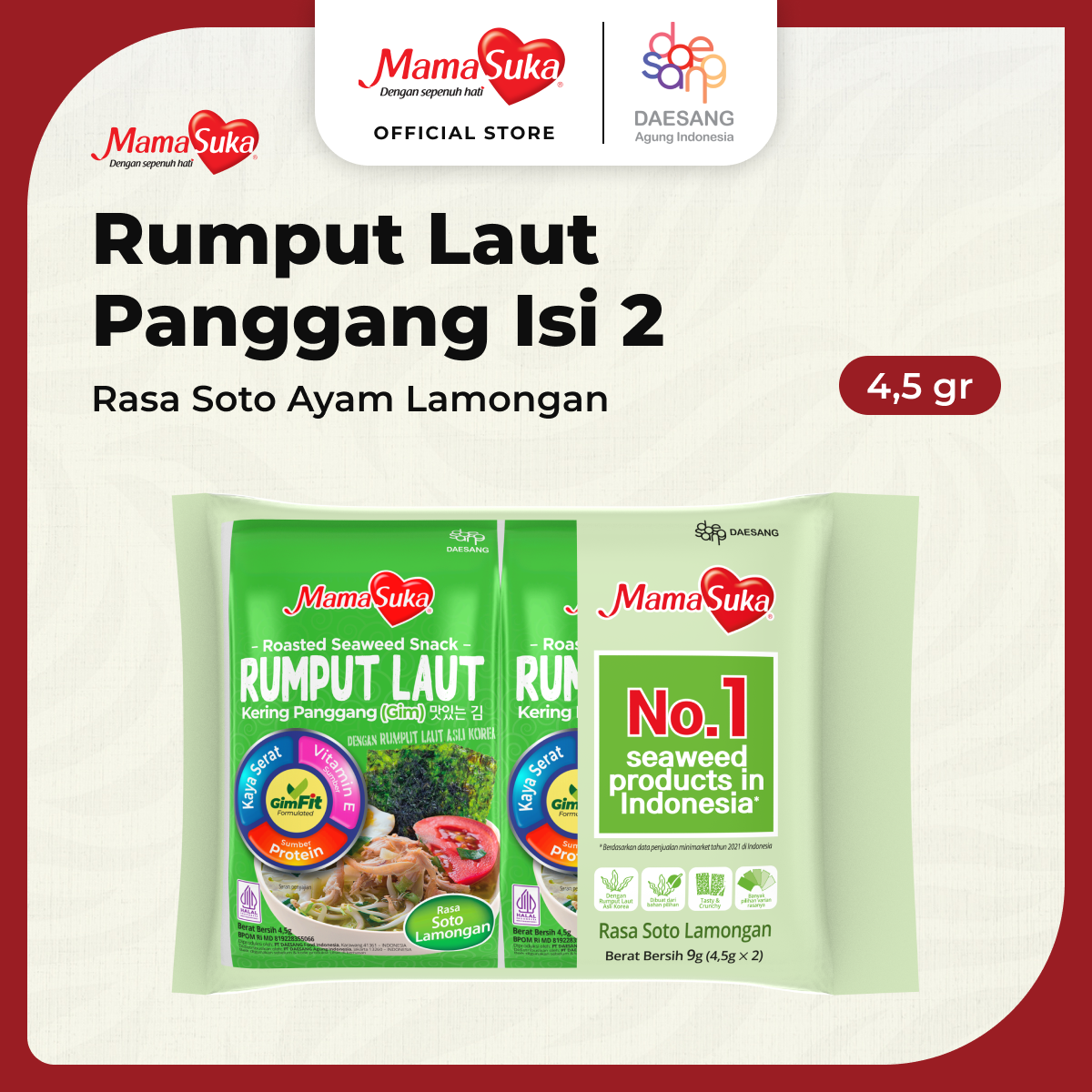 Mamasuka - Rumput Laut Rasa Soto Ayam Lamongan Isi 2 | Lazada Indonesia