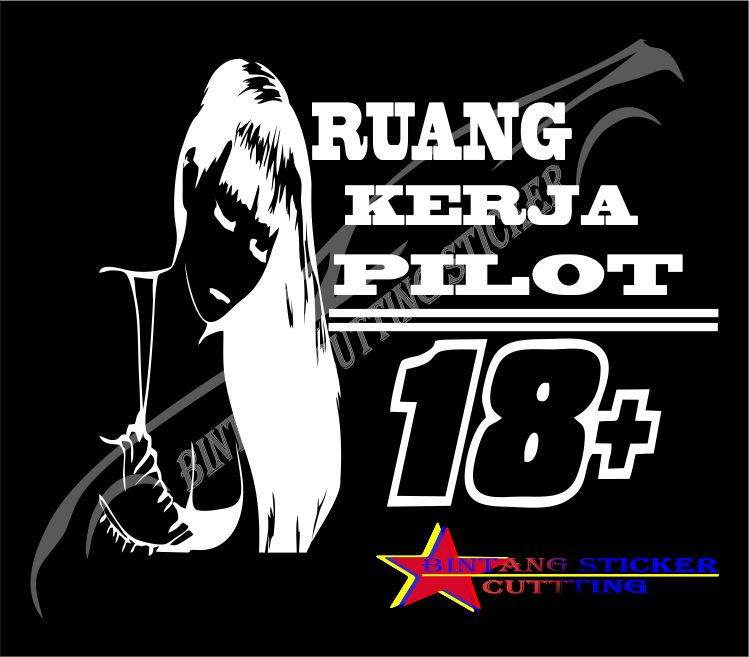 CUTTING SETIKER GAMBAR WANITA KATA RUANG KERJA PILOT STIKER KATA KATA ...