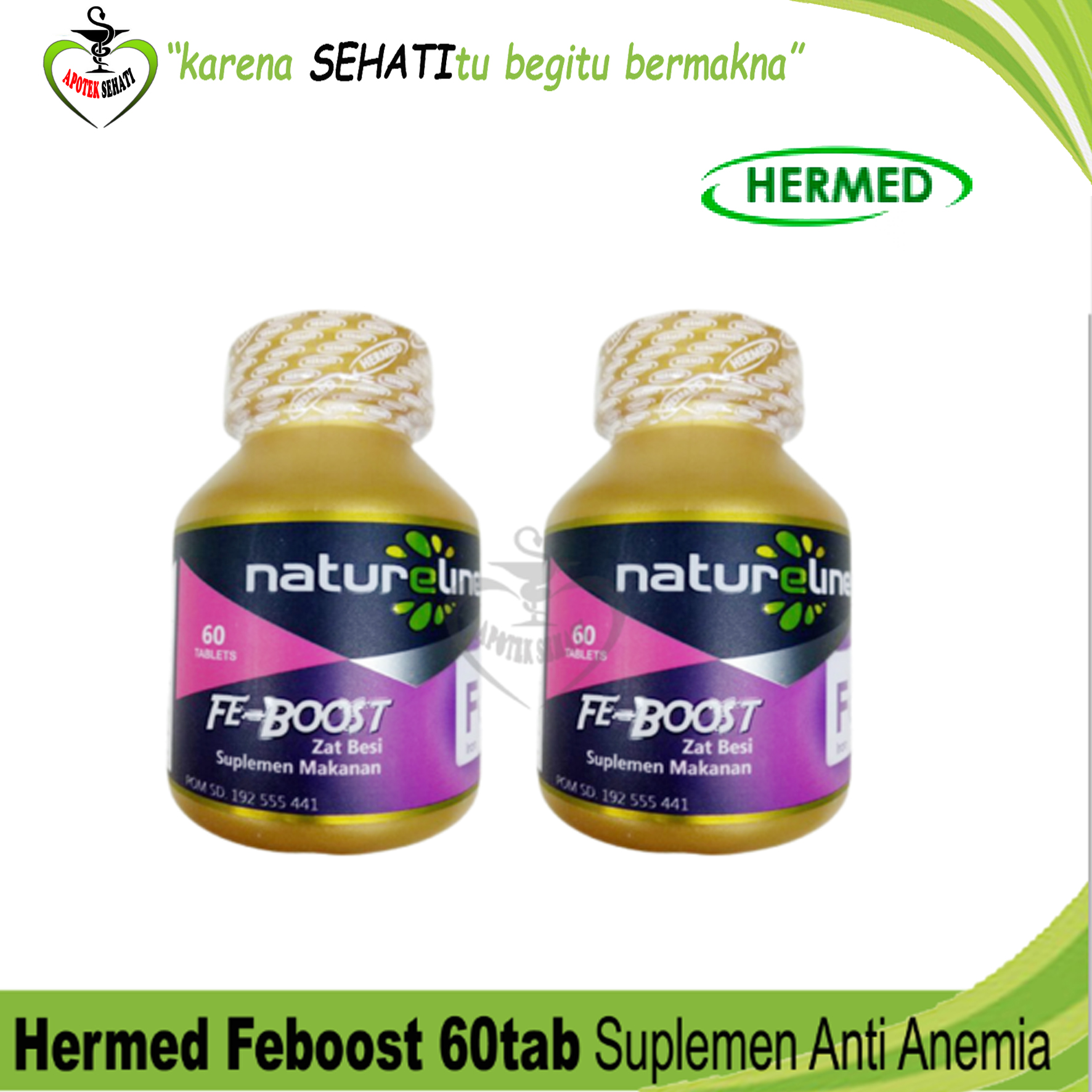 Natureline Fe Boost tab Suplemen Zat Besi Anti Anemia BPOM Feboost ...