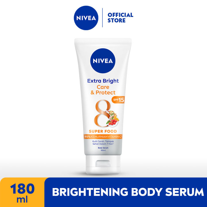 NIVEA EXTRA BRIGHT CARE & PROTECT SPF 15 SUPER FOOD - BODY SERUM 180ML | Lazada Indonesia