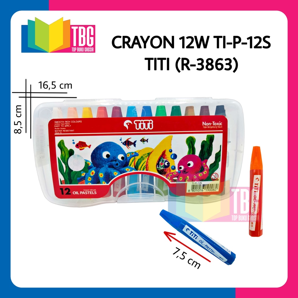 1 SET CRAYON 12W TI-P-12S TITI (R-3863) - KRAYON OIL PASTEL 12 WARNA ...