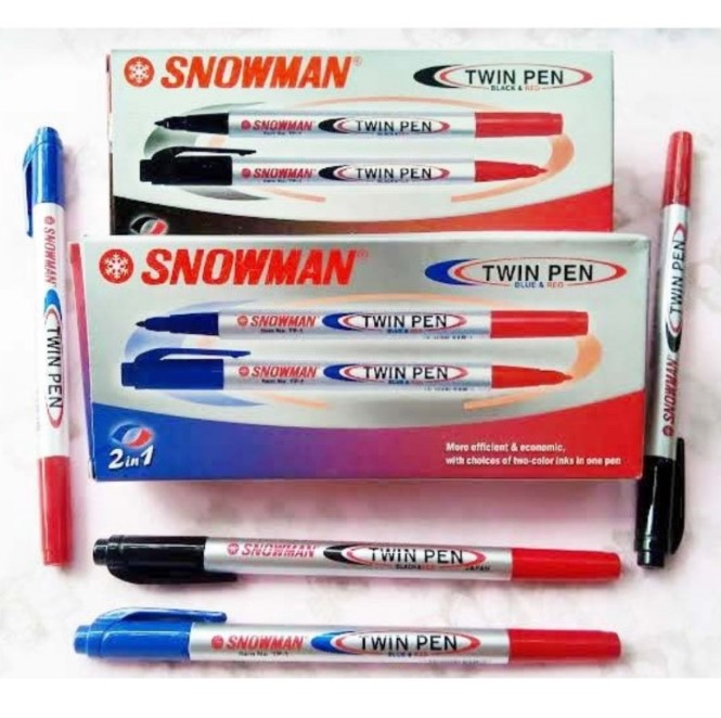 Spidol Twinpen Snowman 2 sisi TP 1 (12pcs) / Twin Pen | Lazada Indonesia