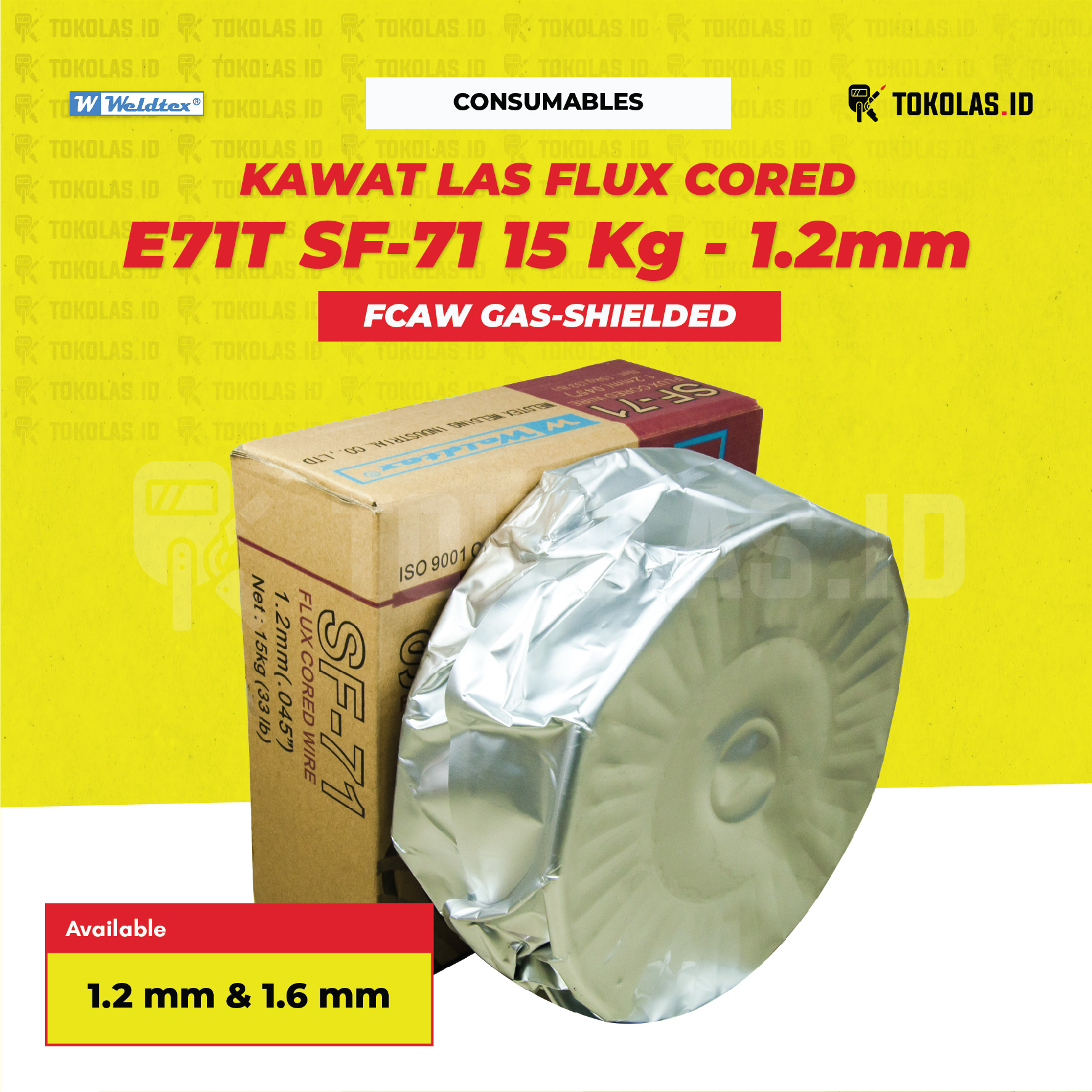 Kawat Las CO2 Mig Flux Core Wire E71T 1.2 mm Weldtex SF-71 - 15 Kg FCAW Gas Shielded | Lazada ...