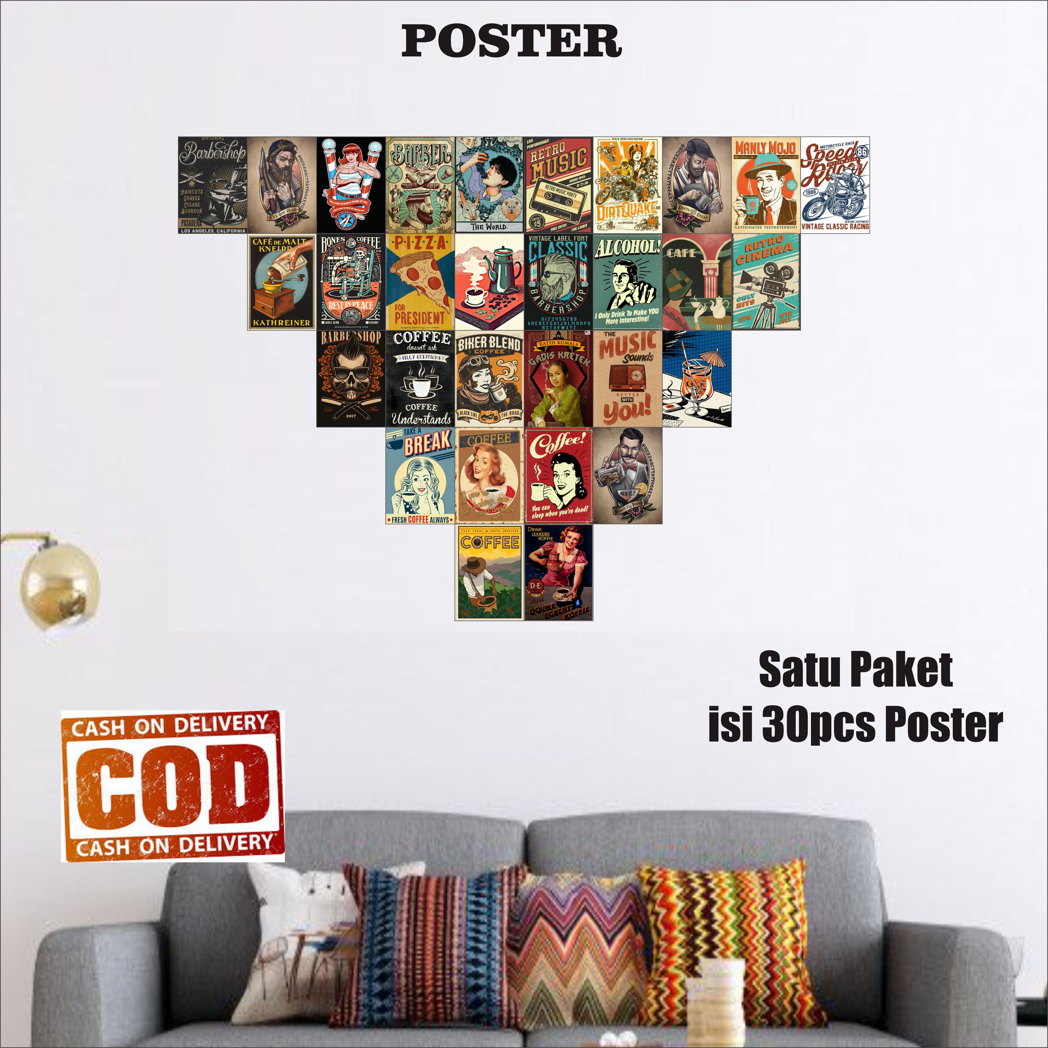 Dekorasi Poster Dinding Kamar Aesthetic Tema Retro2 isi 32pcs Poster ...