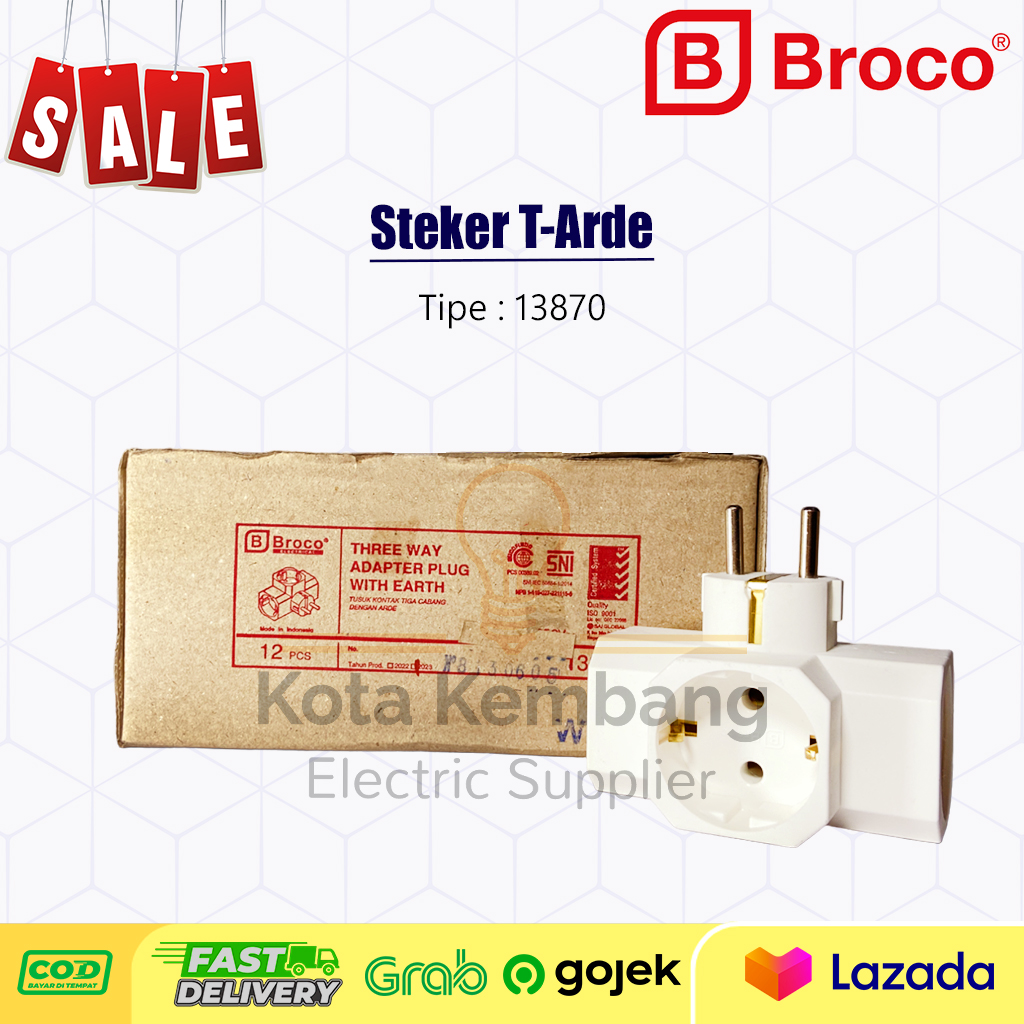 BROCO ORIGINAL Steker T Arde Broco 13830 / Colokan Listrik Cabang 3 ...