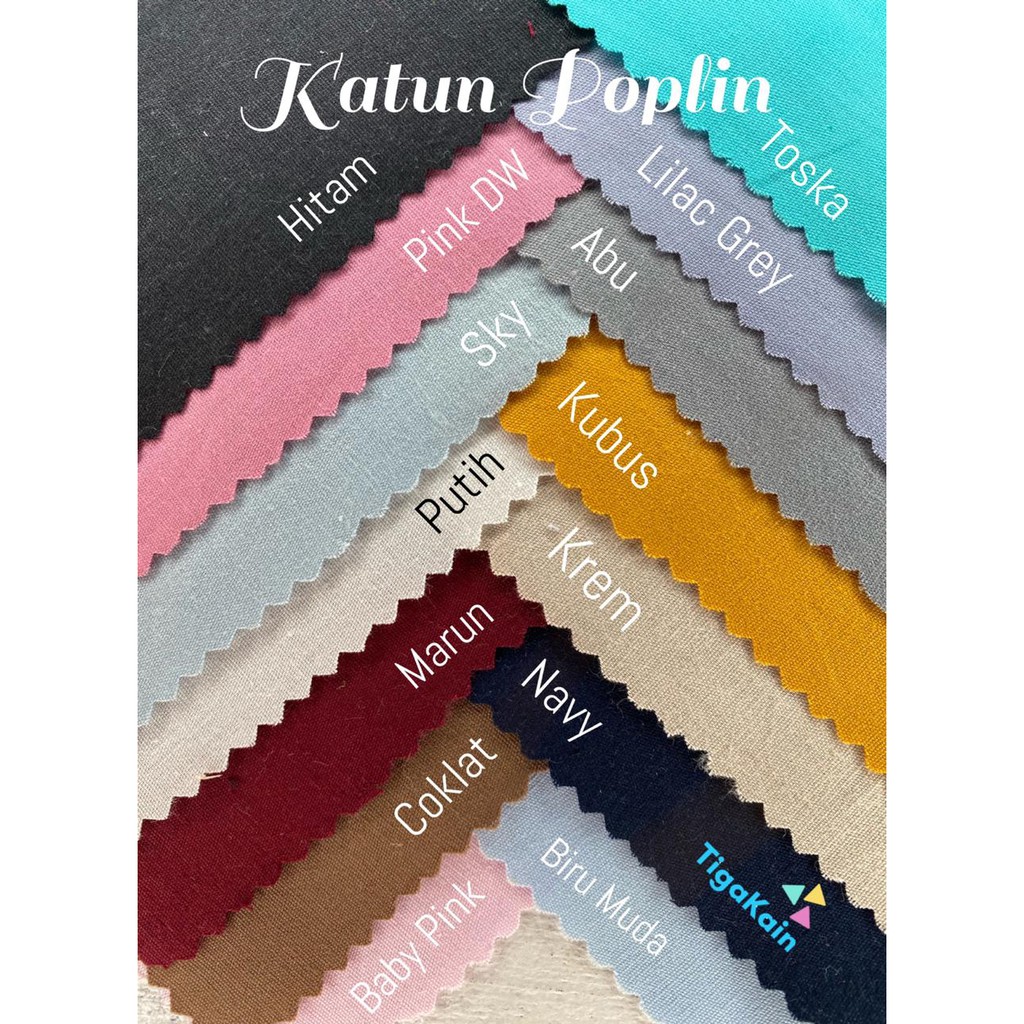 0.5 Meter Bahan Kain Katun Polos Premium Poplin Popline Katun Jepang ...