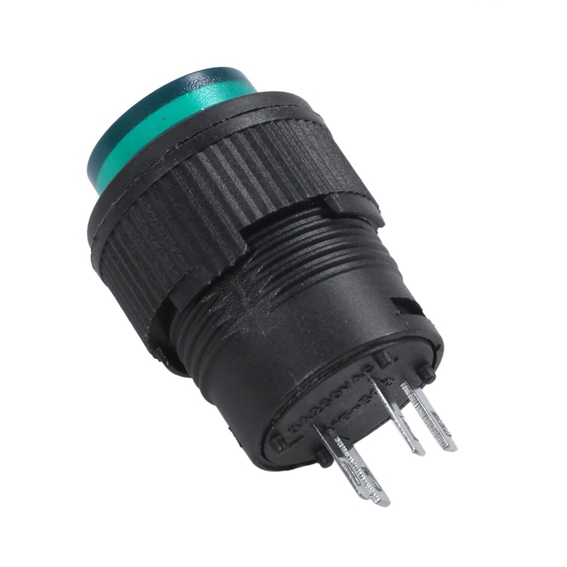 2 Pcs 4 Terminals Green LED Lamp Momentary Push Button Switch DC 3V ...