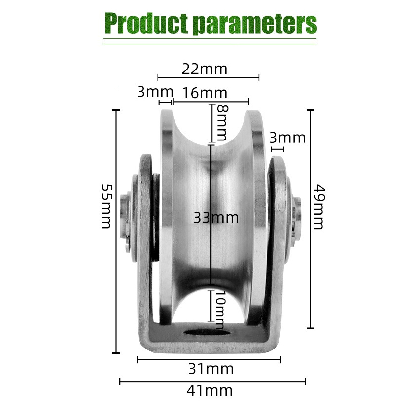 Heavy Duty Roda Stainless Steel U Groove Pulley Bearing Detachable ...